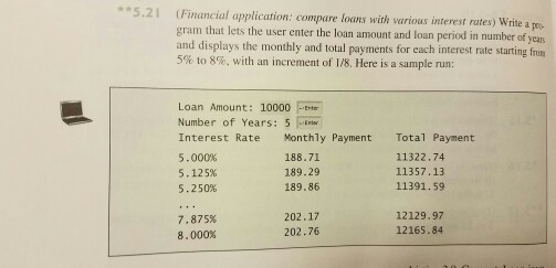 Solved Financial application: compare loans with various | Chegg.com