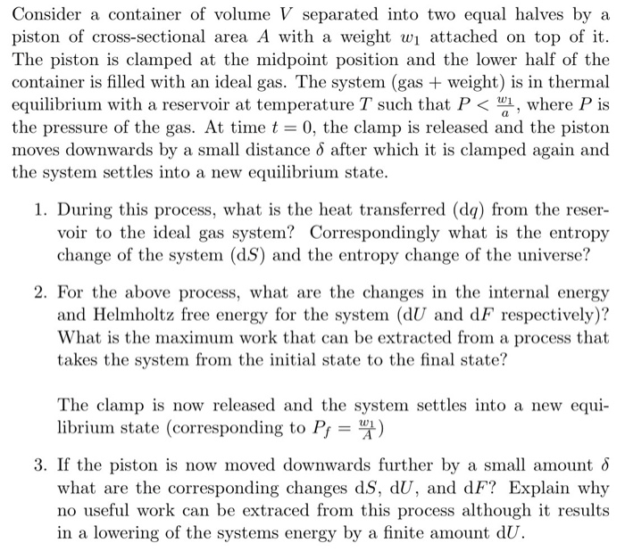 Solved Consider a container of volume V separated into two | Chegg.com