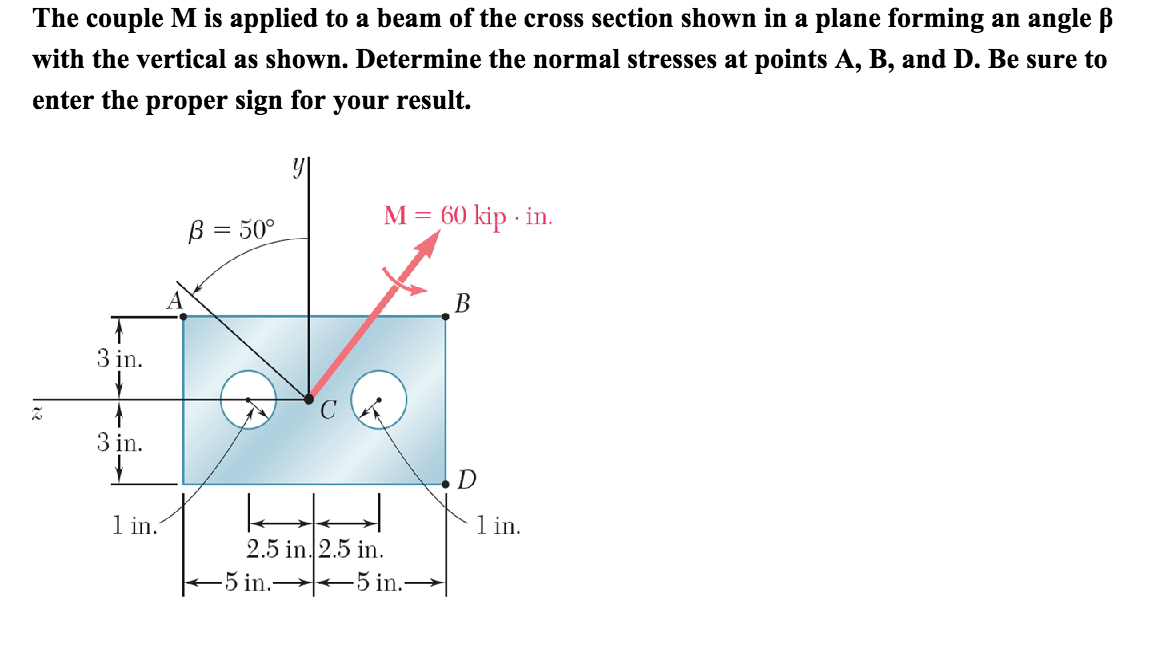 Solved The couple M is applied to a beam of the cross | Chegg.com