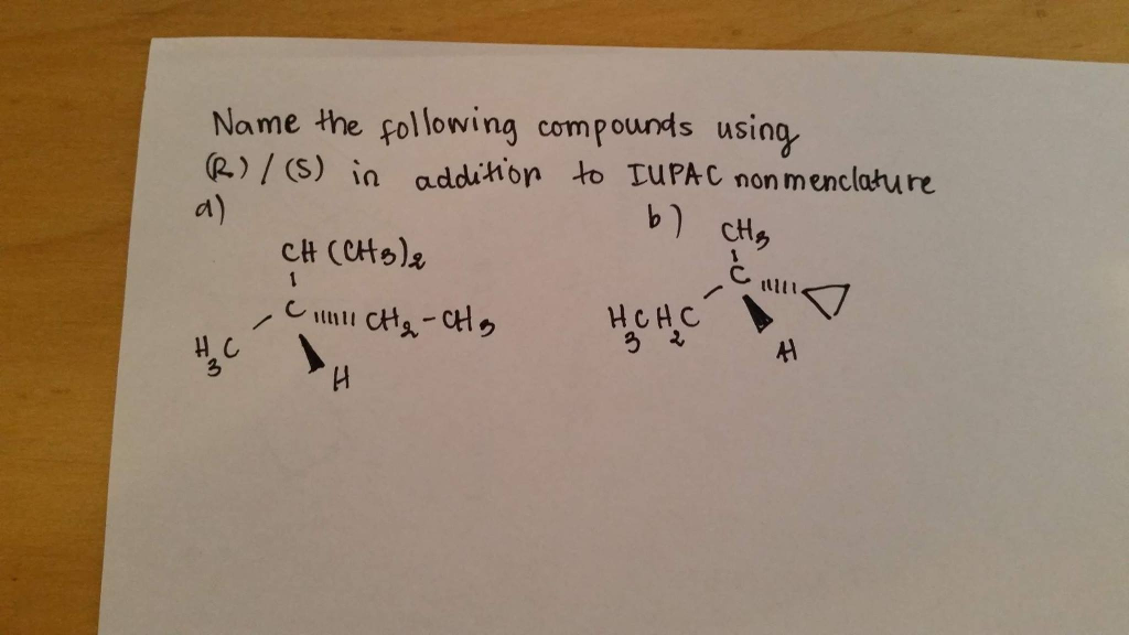 Solved Name the following compounds using, (R)/(S) in | Chegg.com