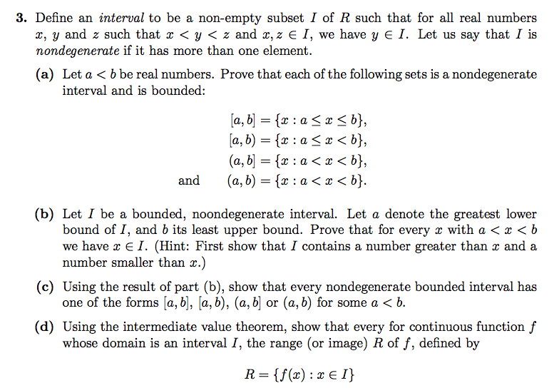 Define an interval to be a non-empty subset I of R | Chegg.com