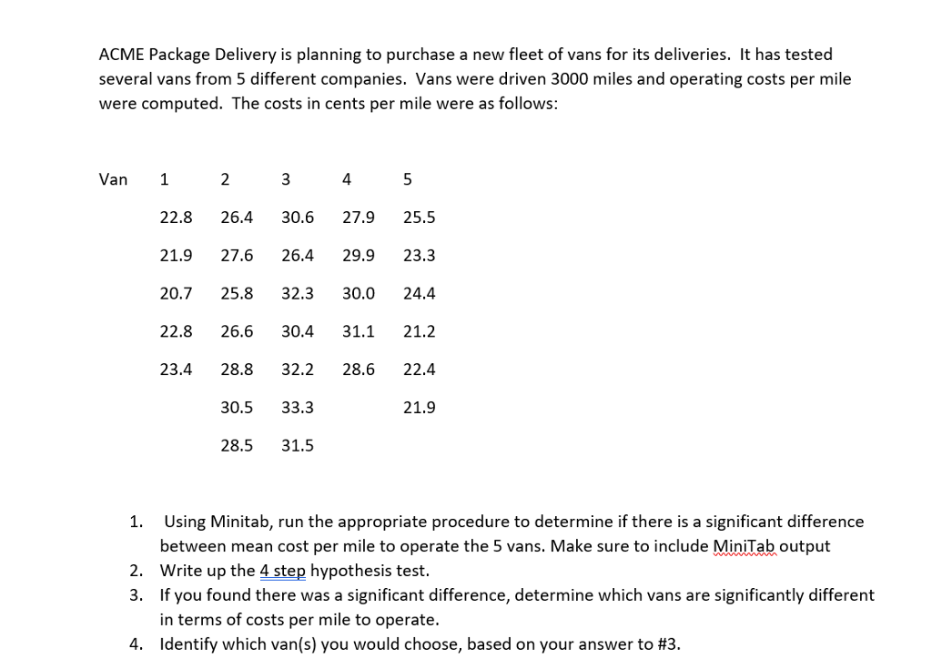 ACME Package Delivery is planning to purchase a new | Chegg.com