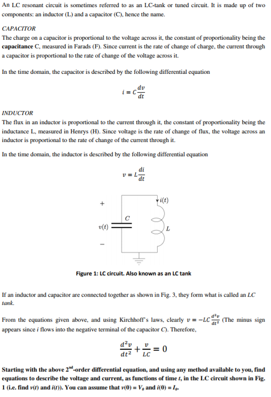 Solved An LC resonant circuit is sometimes referred to as an | Chegg.com