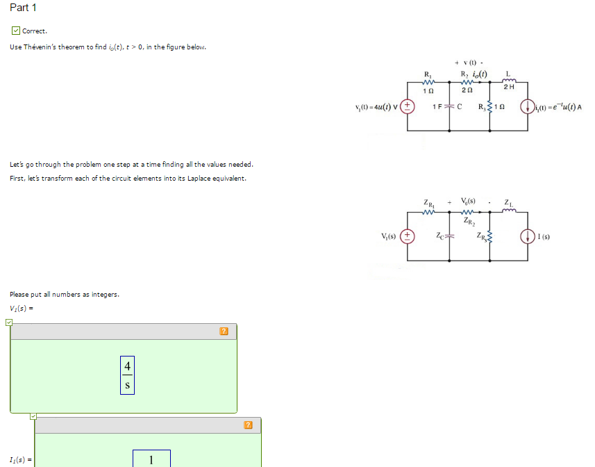 Solved Part 1 M Correct Use Thevenin's theorem to find | Chegg.com