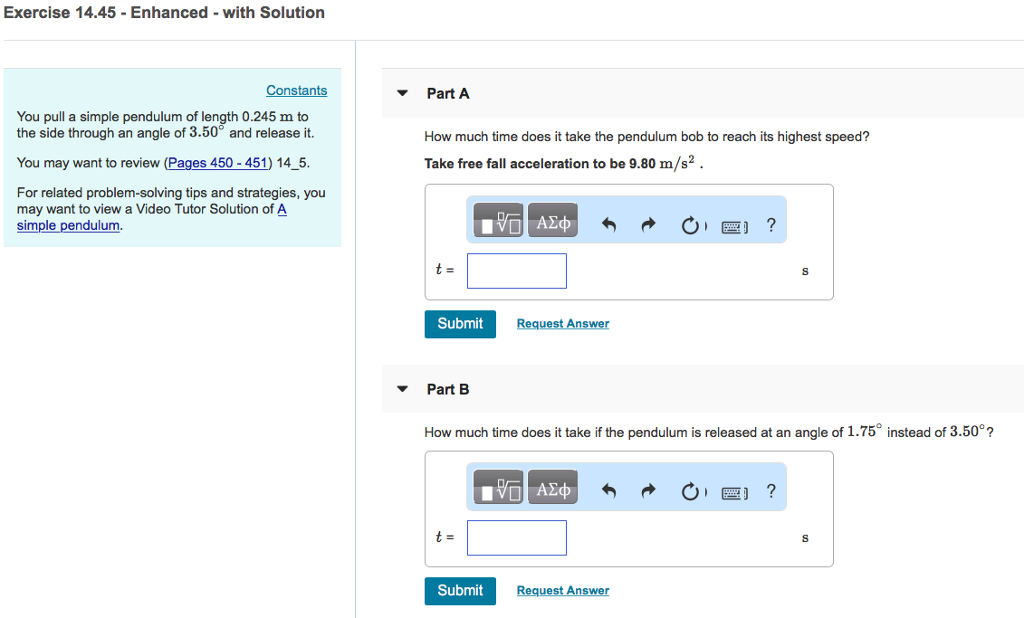 Solved Exercise 14.45-Enhanced - with Solution Constants | Chegg.com