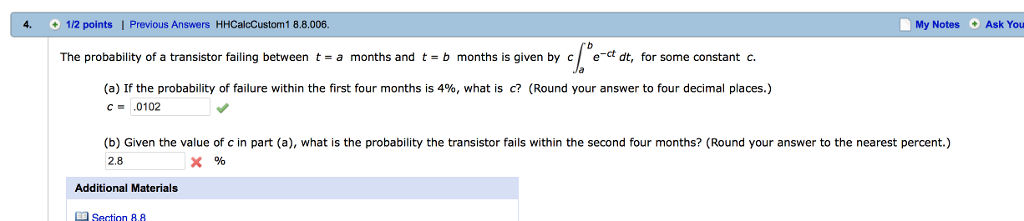 Solved 4. 1/2 points | Previous Answers HHCalcCustom1 | Chegg.com
