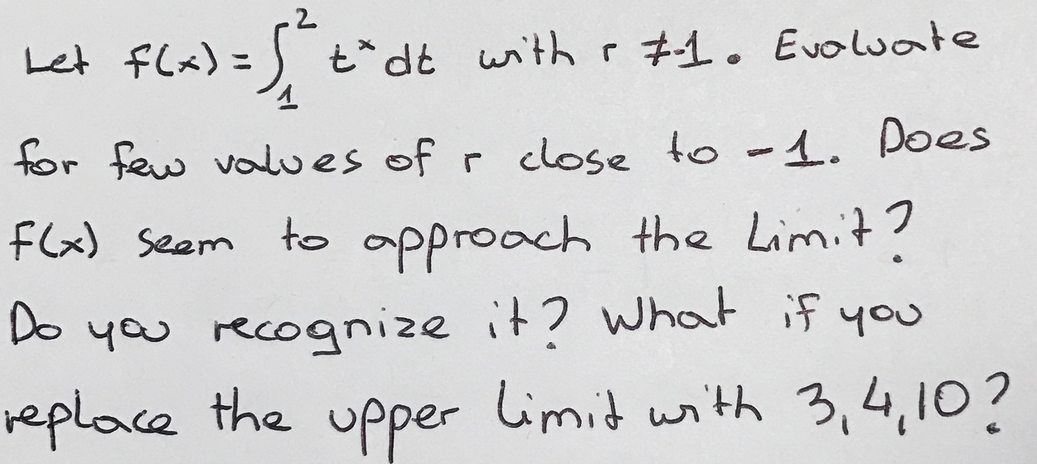 Solved Let F(x) = integral_1^2 t^xdt with r _1. Evaluate | Chegg.com