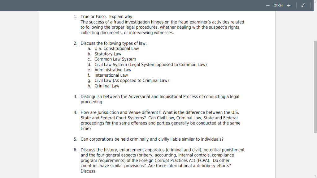 Solved ZooM+ 1. True or False. Explain why The success of a | Chegg.com