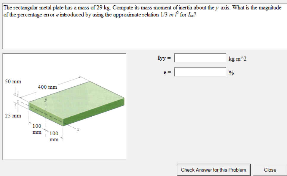 Solved The rectangular metal plate has a mass of 29 kg. | Chegg.com