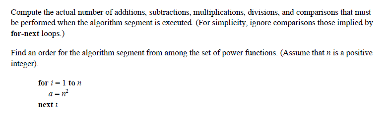 Solved Compute the actual number of additions, subtractions, | Chegg.com