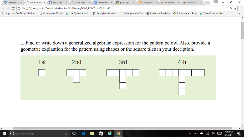 Solved Find or write down a generalized algebraic expression | Chegg.com