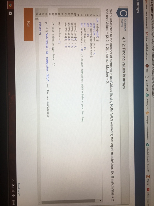 Solved Set numMatches to the number of elements in | Chegg.com