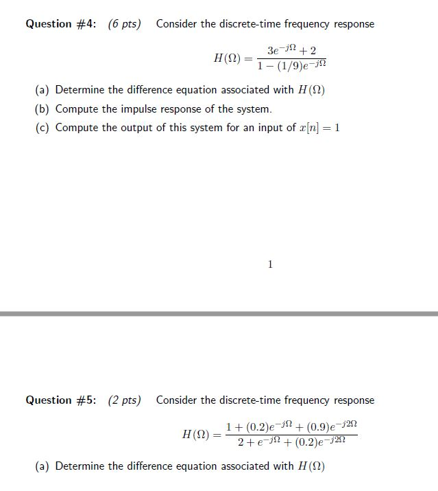 Solved Question #4: (6 pts) Consider the discrete-time | Chegg.com