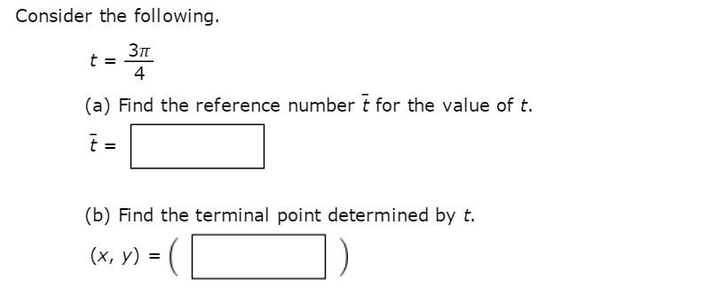 Solved Consider the following. Find the reference number t | Chegg.com