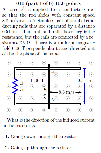Solved A force is applied to a conducting rod so that the | Chegg.com