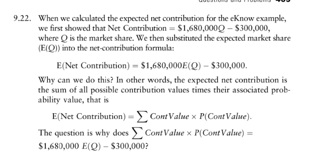 Solved When we calculated the expected net contribution ofr | Chegg.com