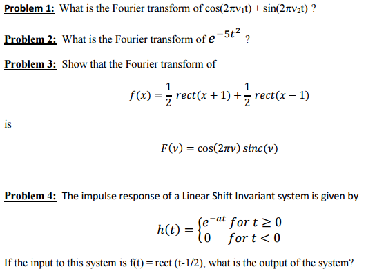Solved What is the Fourier transform of cos(2pi v_1 t) + | Chegg.com