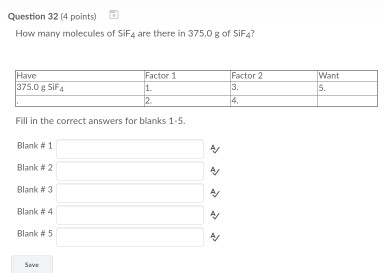 Solved Question 32 (4 points) How many molecules of SiF4 are | Chegg.com