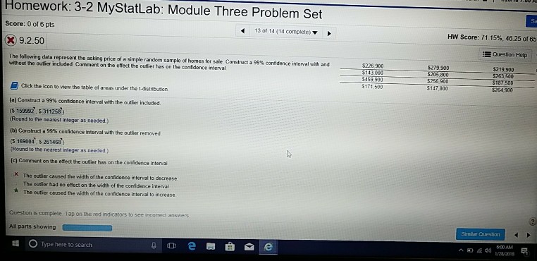 Solved Homework: 3-2 MyStatLab: Module Three Problem Set | Chegg.com