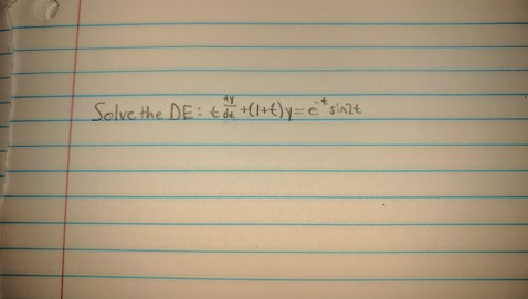 Solved Solve the DE: t dy/dt + (1 + t) y = e^-t sin 2t | Chegg.com