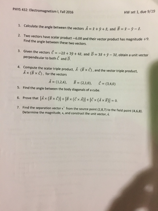 Solved Calculate The Angle Between The Vectors A X Y 