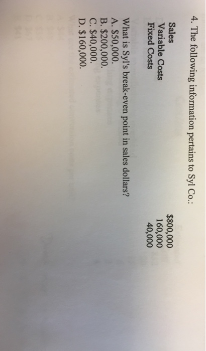 Solved The following information pertains to Syl Co.: Sales | Chegg.com