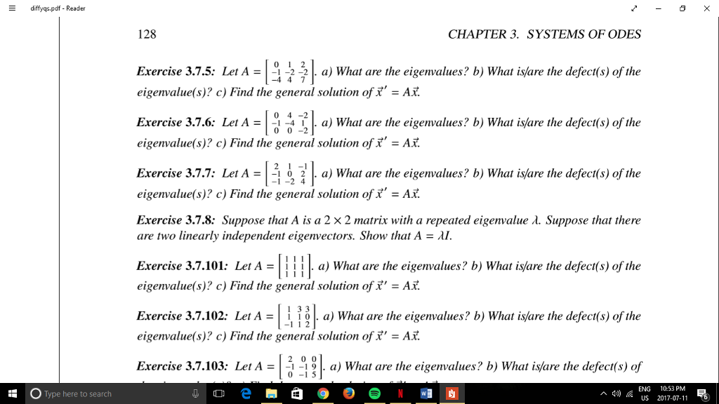 Solved diffyqs.pdf - Reader 128 CHAPTER 3. SYSTEMS OF ODES | Chegg.com