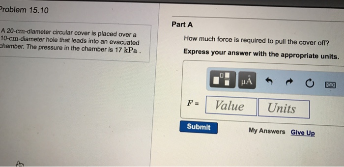 Solved A 20-cm-diameter circular cover is placed over a | Chegg.com