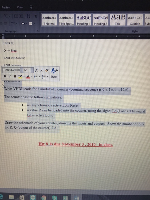 Solved Write Vhdl Code For A Modulo 13 Counter Counting