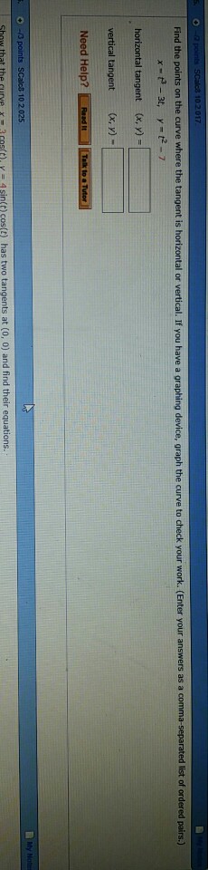 Solved ind the points on the curve where the tangent is | Chegg.com