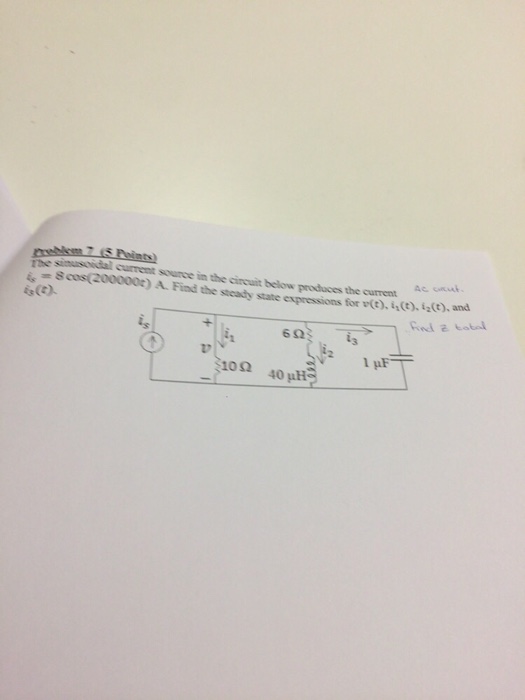 Solved The sinusoidal current source in the circuit below | Chegg.com