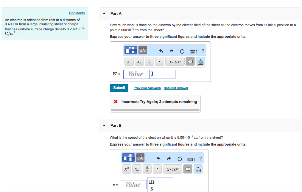 Solved nstan Part A An electron is released from rest at a | Chegg.com