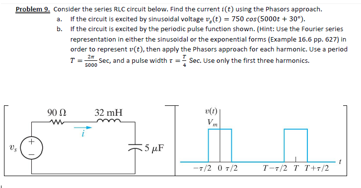 Solved Consider the series RLC circuit below. Find the | Chegg.com