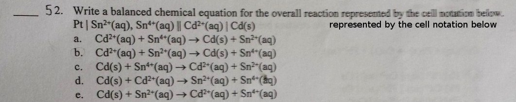 Solved Write a balanced chemical equation for the overall | Chegg.com