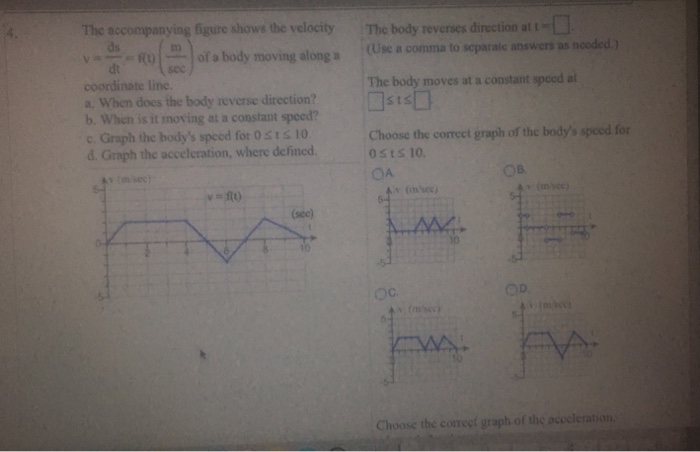Solved The accompanying figure shows the velocity v = ds/dt | Chegg.com