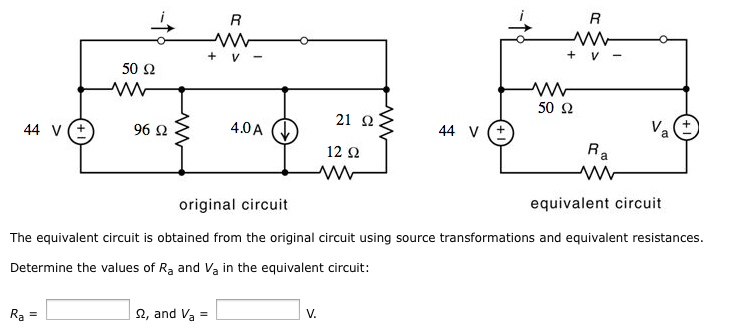 Solved The equivalent circuit is obtained from the original | Chegg.com