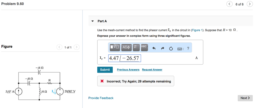 Solved Problem 9.60 6 of 8 Part A Use the mesh-current | Chegg.com