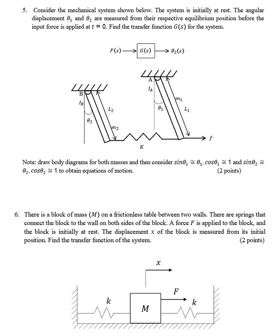 Solved Consider the mechanical system shown below. The | Chegg.com