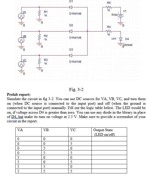 Solved D1 R5 1K R1 1k D1N4148 0 D2 R4 1k R2 1K D1N4148 D4 | Chegg.com