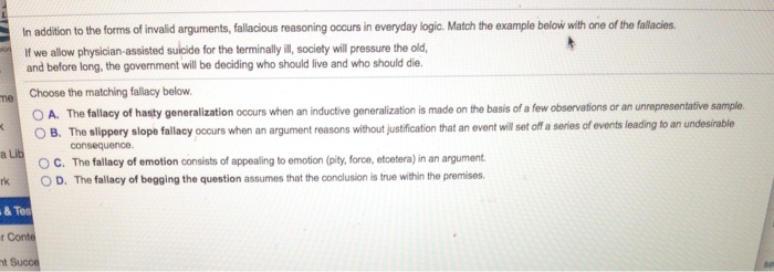 Solved In addition to the forms of invalid arguments, | Chegg.com