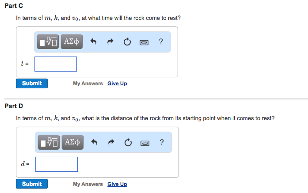 Solved A rock with mass m slides with initial velocity v0 on | Chegg.com