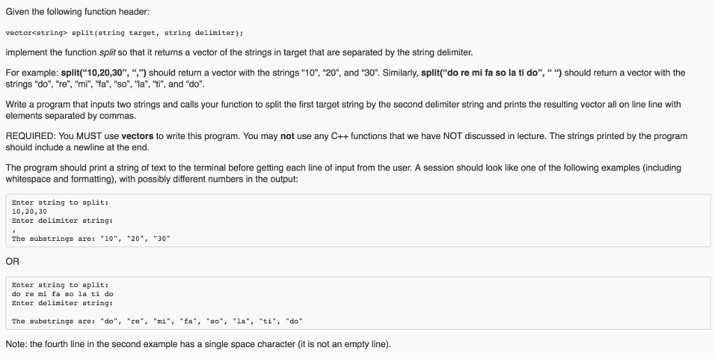 Solved Given the following function header: vector string> | Chegg.com