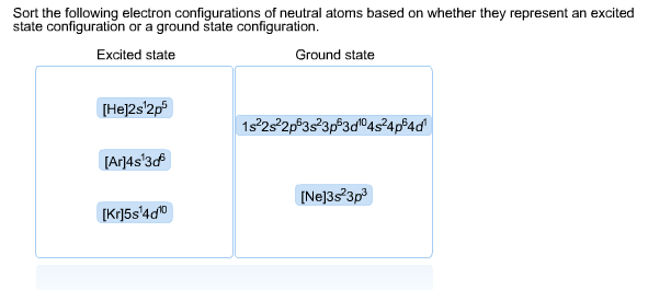 Solved Sort the following electron configurations of neutral | Chegg.com