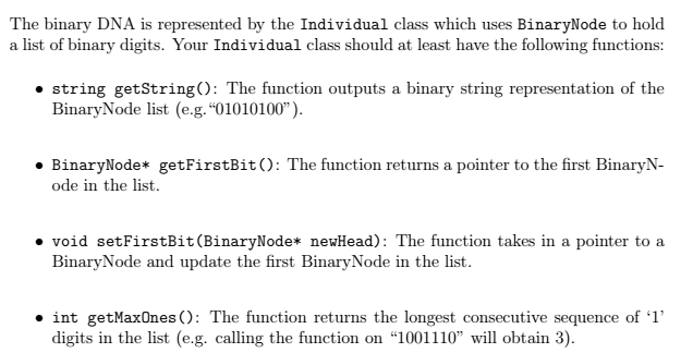 we use a class called BinaryNode to represent a gene | Chegg.com