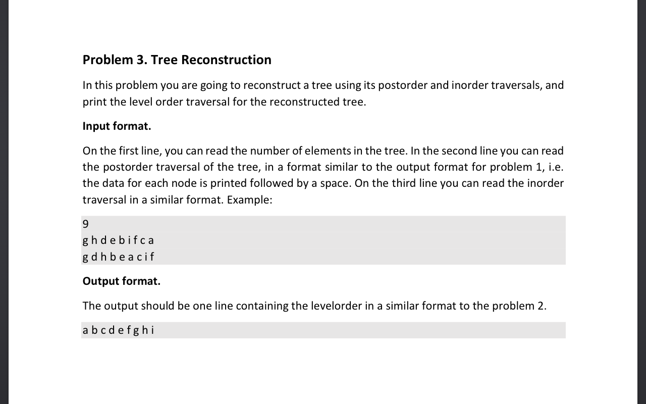 Solved In this problem you are going to reconstruct a tree | Chegg.com
