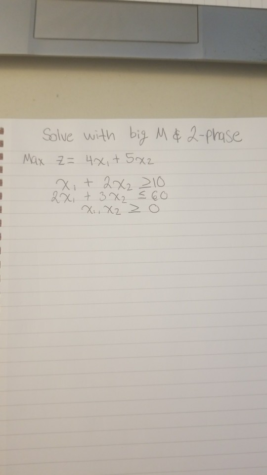 Solved a Solve with big M 2-frase X 2 Xitax2 210 | Chegg.com