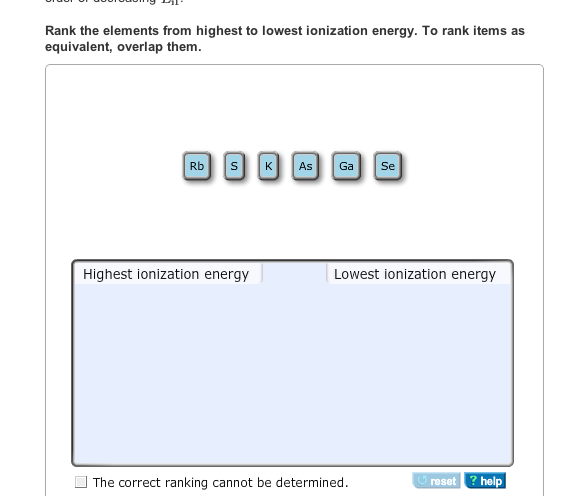 Solved Rank the elements from highest to lowest ionization | Chegg.com