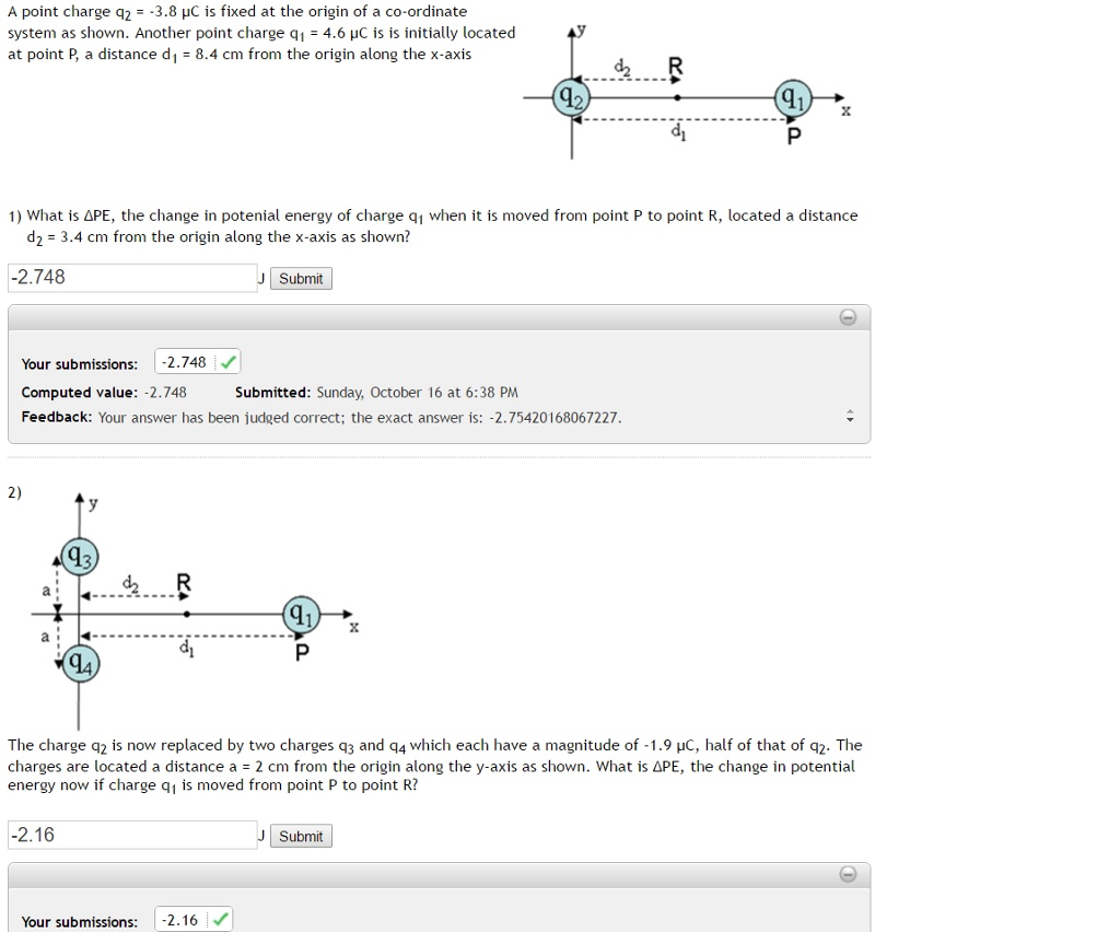 Solved A point charge q2 -3.8 μC is fixed at the origin of a | Chegg.com