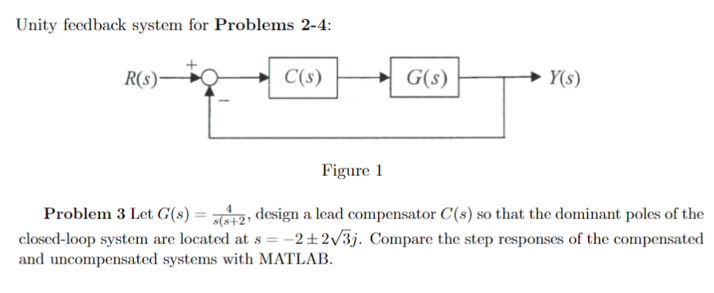 Solved Unity feedback system for Problems 2-4: Figure 1 | Chegg.com