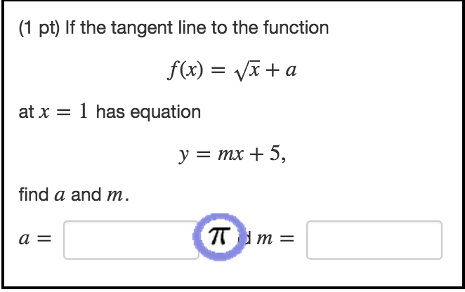 Solved (1 pt) If the tangent line to the function f(x)= root | Chegg.com